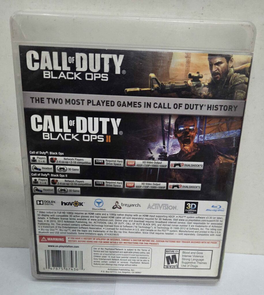 Call Of Duty Black Ops Combo Pack 1 Y 2 | PS3 – Museum Games