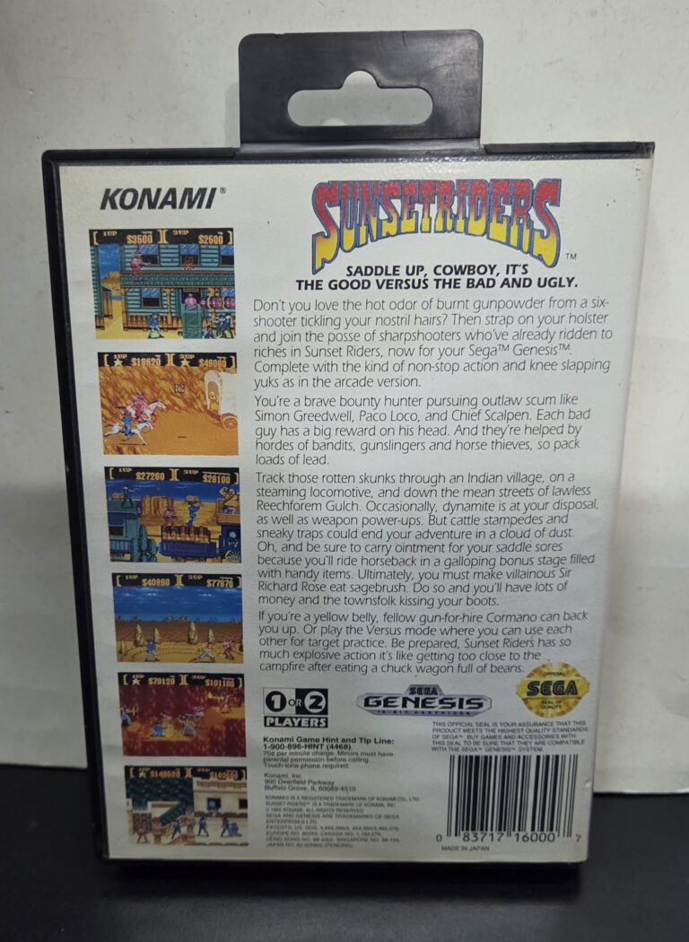 Sunset Riders | Sega Genesis Original (Cib) – Museum Games