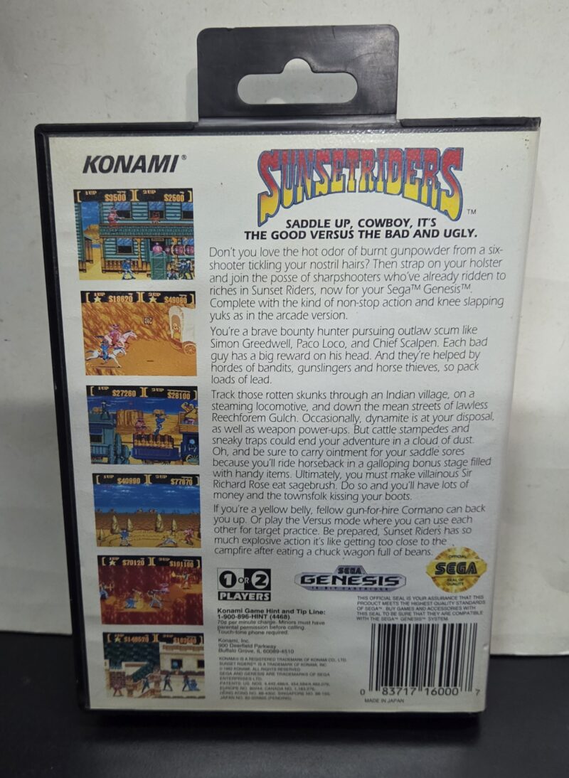 Sunset Riders | Sega Genesis Original (Cib) – Museum Games